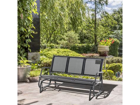 Banc à bascule de jardin 3 places design contemporain grand confort
