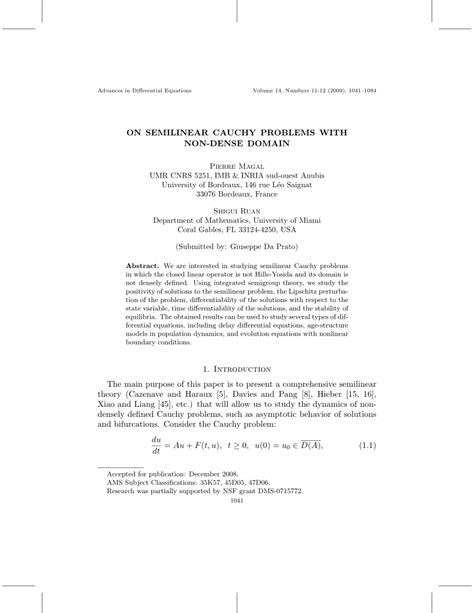 Pdf Semilinear Cauchy Problems With Non Dense Domain