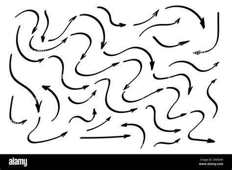 Doodle Arrows Set Or Collection Hand Drawn Shapes Directions Signs Or