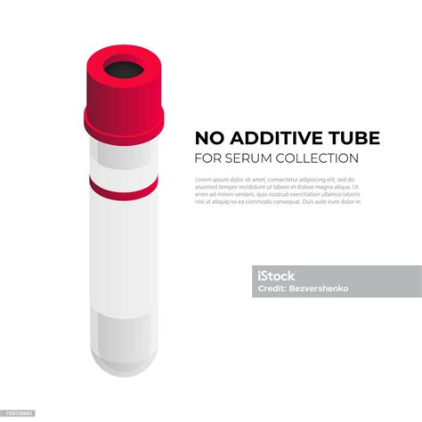 아이소메트릭 디자인의 혈청 수집을 위한 첨가제 튜브 Vacutainer 흰색 배경에 격리된 벡터 일러스트레이션이 없습니다 빨간색