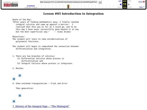 Introduction To Integration Lesson Plan For 10th 12th Grade Lesson
