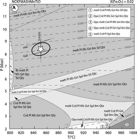 P T Pseudosection Calculated At Xfe2o3 002 For The Quartz