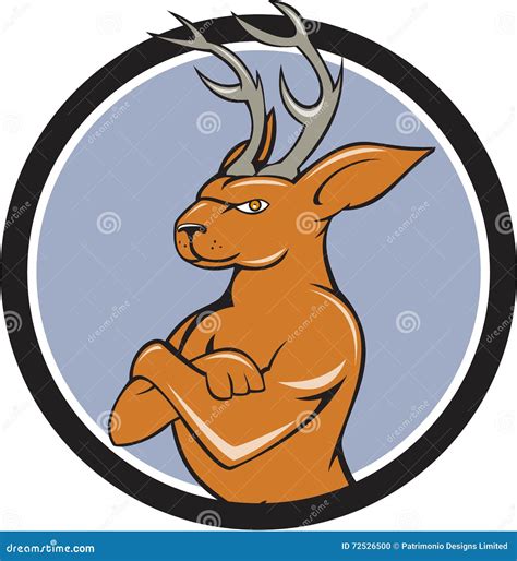 Jackalope Arms Crossed Circle Cartoon Stock Vector Illustration Of