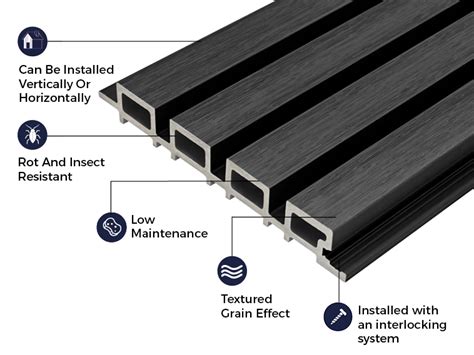 Cladco Composite Slatted Wall Cladding Panels Charcoal 2 5m Roofing Outlet