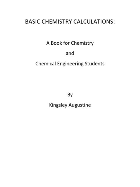Basic Chemistry Calculations Guide Pdf Mole Unit Combustion