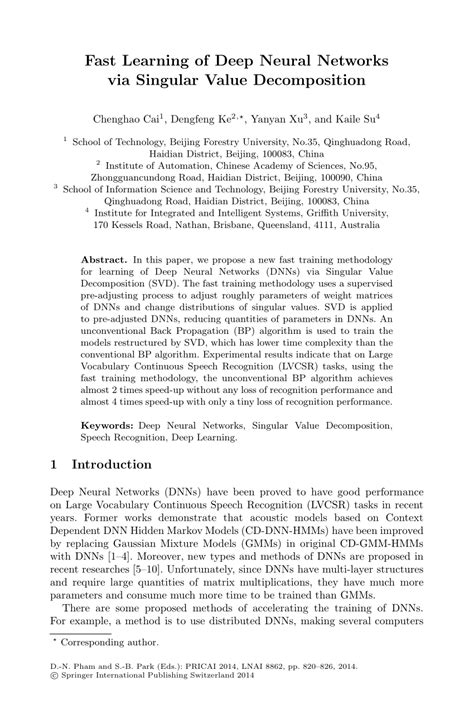 PDF Fast Learning Of Deep Neural Networks Via Singular Value