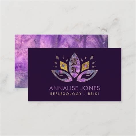 Reiki Symbol And Hands In Lotus Fluorite And Gold Business Card Zazzle