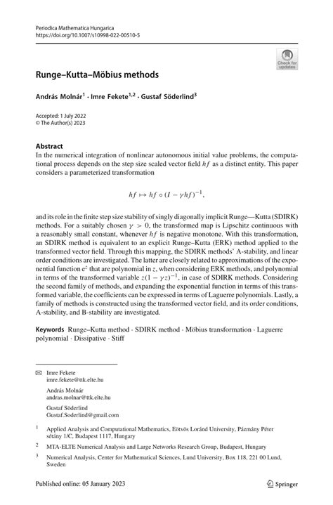 pdf runge kutta möbius methods