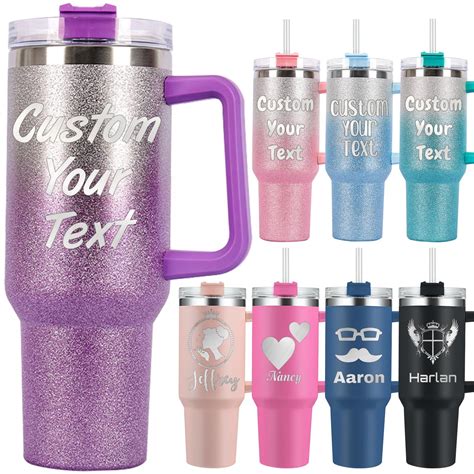 Personalized Tumbler With Handle And Names Custom 40oz Engraved Text