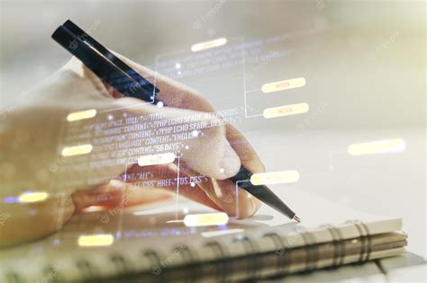 Premium Photo Abstract Creative Coding Illustration With Man Hand