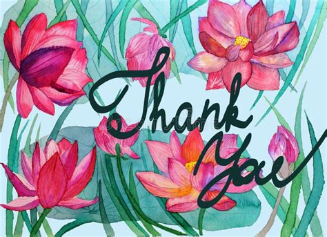 Greeting Card With Floral Ornament And Hand Written Lettering Thank You