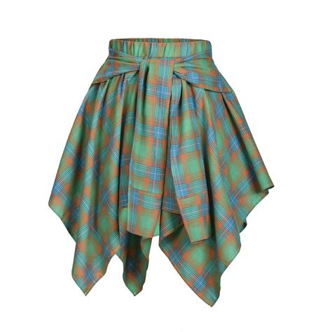 Idoravan Womens Basic Versatile Skirt Clearance Womens Plaid High