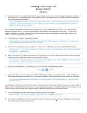 Sampling Quantitative Data Answers Pdf Sampling Quantitative Data Written Activity Answers