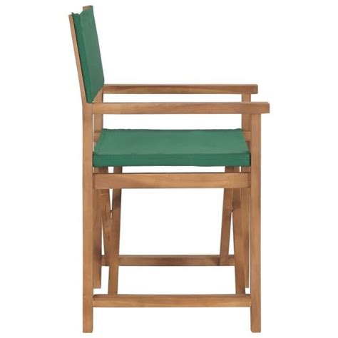LEX Chaise de metteur en scène Bois de teck solide Vert Qqmora OVN Cdiscount Jardin