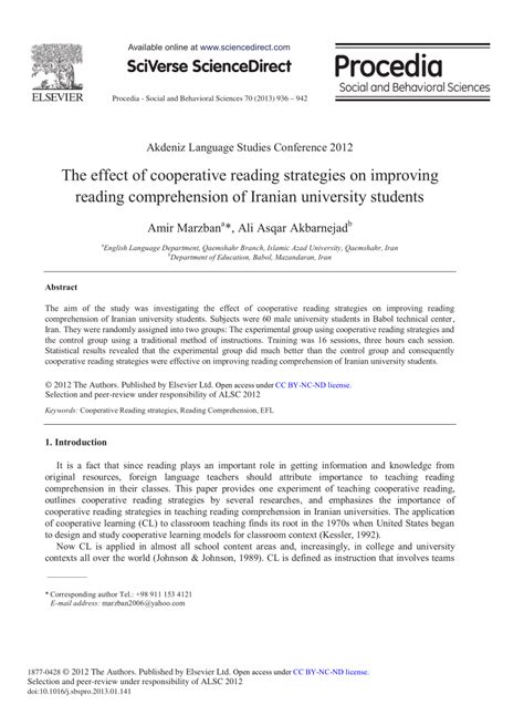 Pdf The Effect Of Cooperative Reading Strategies On Improving Reading Comprehension Of Iranian