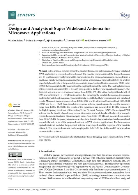 Pdf Design And Analysis Of Super Wideband Antenna For Microwave