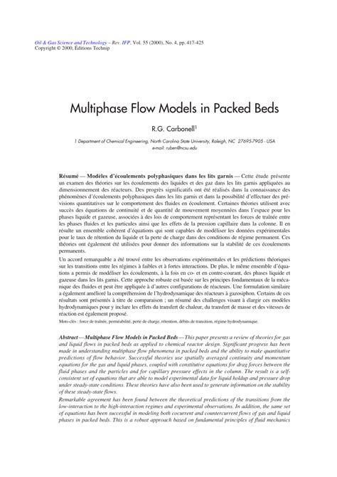 Pdf Multiphase Flow Models In Packed Beds