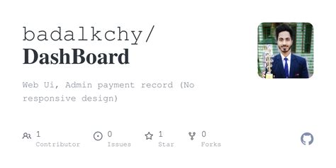 GitHub Badalkchy DashBoard Web Ui Admin Payment Record No Responsive Design