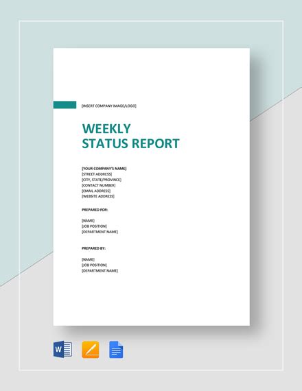 Weekly Status Report Templates Free Documents Download MS Word Apple Pages