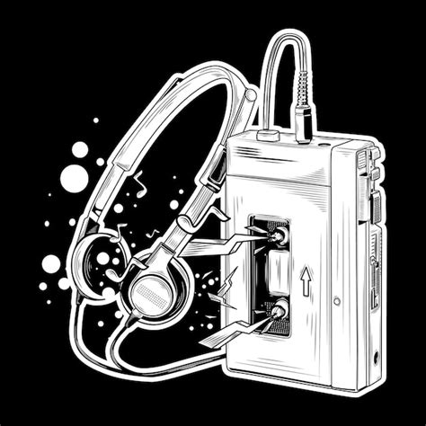 Premium Vector Earphone Vintage Music Vector