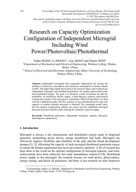Pdf Research On Capacity Optimization Configuration Of Independent
