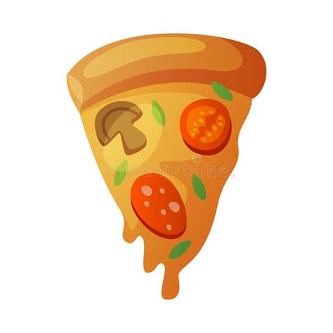 Pizza Slice With Salami And Cheese As Fast Food Lunch Vector