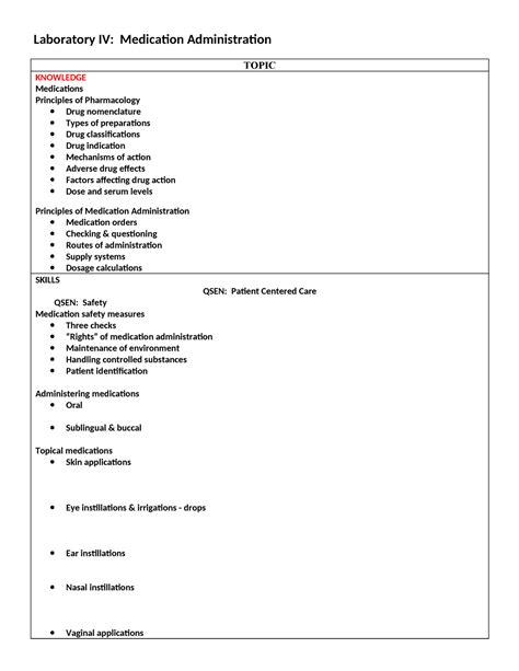 Week Lab Objectives Laboratory Iv Medication Administration