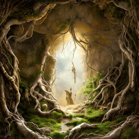Portal Into Room In A Cave Tree Roots Inspired By · Creative Fabrica