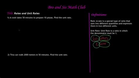 6th Grade Math Rate And Unit Rate YouTube