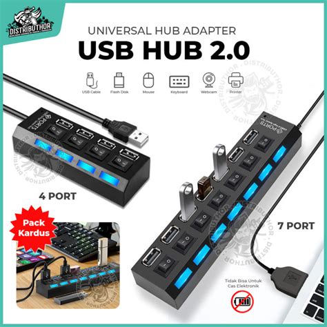 Usb Hub Tombol On Off Adapter Port Usb Portable Colokan Sambungan Untuk