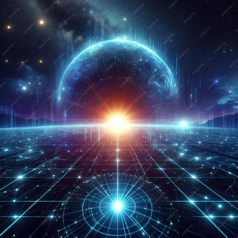 Glowing Futuristic Grid With Scifi Abstract Technology Visual Design Premium Ai Generated Image