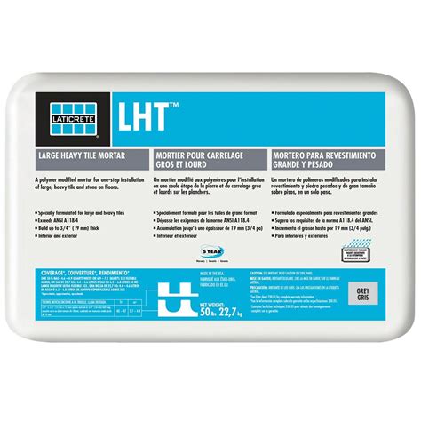 Laticrete Lht Large Heavy Tile Modified Thin Set Mortar Grey 50 Lb