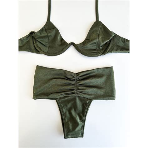 Biquíni Aro Inteiro Verde Militar Com Brilho Efeito Lipo Shopee Brasil