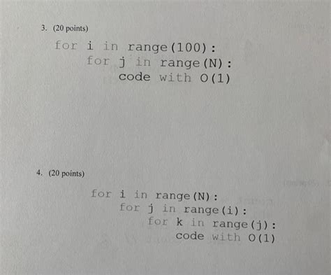 Solved Questions To For Each Of The Following Code Chegg
