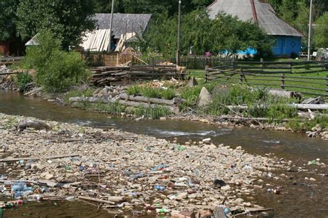 Garbage On The River Bank Near The Village Stock Image Image Of