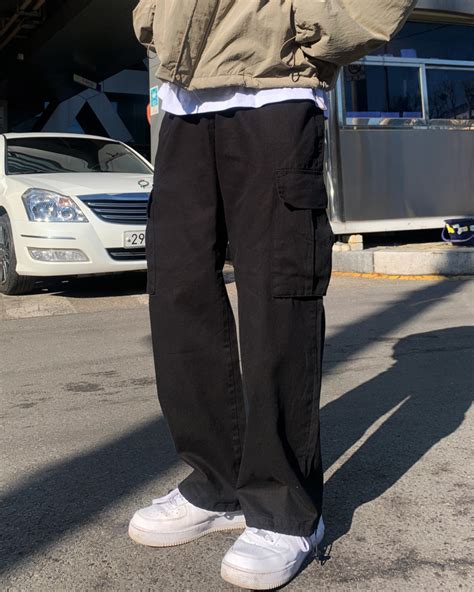 초이스로 스트릿 밴딩 와이드 카고 조거 바지 팬츠 4color 검정 아이 카키 베이지 위시버킷