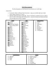 WorldMapAssignmentHandout Pdf World Map Assignment For This Assignment You Will Label The