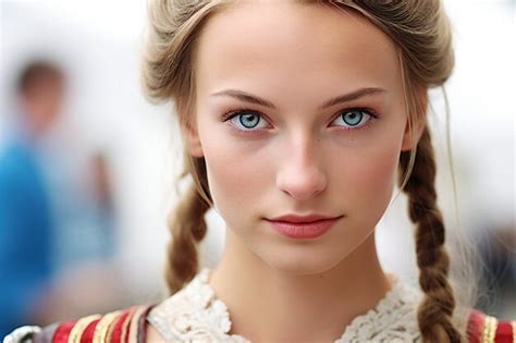 Premium Ai Image Portrait Of A Beautiful Girl With Braid Hair And