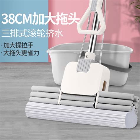 三排海绵拖把家用胶棉海绵头超强吸水38cm大号一拖净耐用结实拖布 虎窝淘