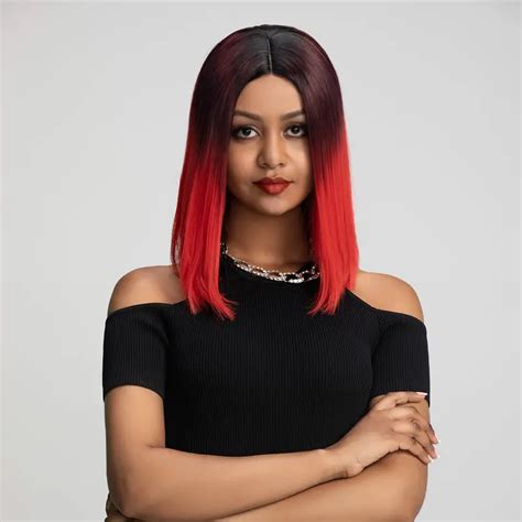 Ombre Wine Red Wig Lace Front Bob Wig Women Short Straight Temu
