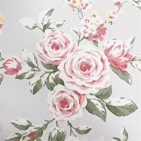 Catherine Lansfield Canterbury Floral Wallpaper Red Grey Muriva 165506