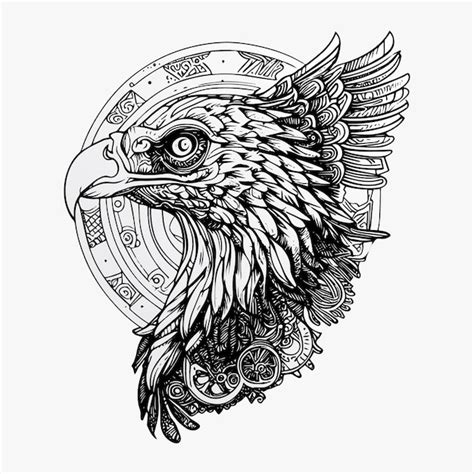 Premium Vector American Eagle Head Hand Drawn Illustration White