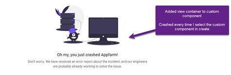 Create Crashes After Adding View Container In Custom Component Bug