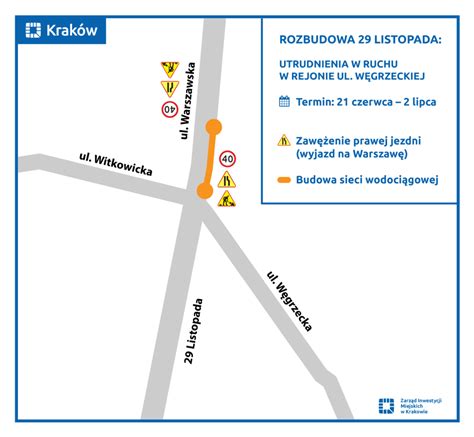 Rozbudowa al 29 Listopada utrudnienia w rejonie Węgrzeckiej grafika