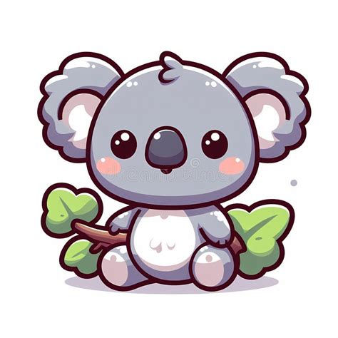 Chibi Koala Illustration In Flat Style On White Background Stock
