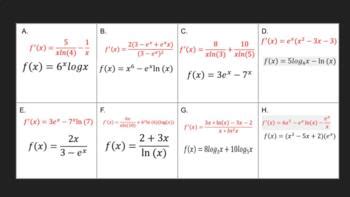 Differentiation Of Exponentials And Logs AP Calculus DIGITAL And Paper