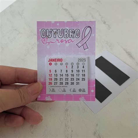 Brinde Outubro Rosa Mini Calendário Imã 2025 Elo7