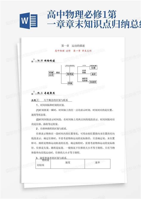 高中物理必修1第一章章末知识点归纳总结word模板下载 编号lkznkybn 熊猫办公