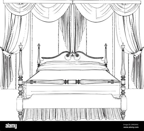 Antique Retro Bed Vector Stock Vector Image And Art Alamy