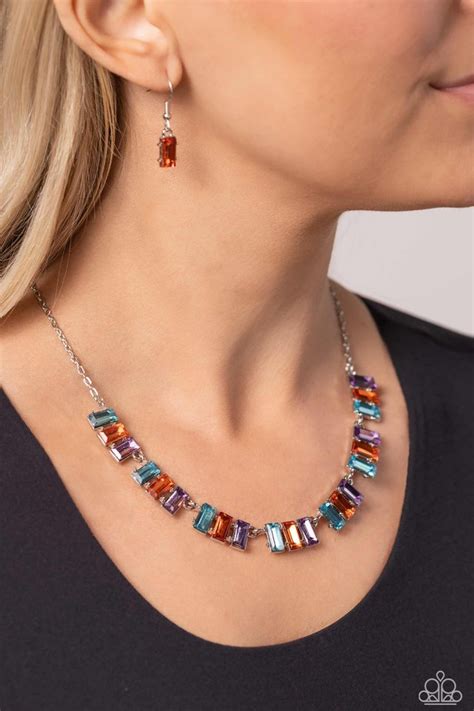 Paparazzi Necklace ~ Elite Emeralds Orange Paparazzi Jewelry